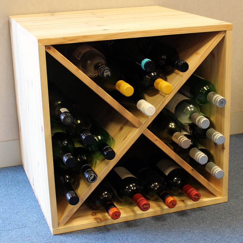 Pine Wooden Wine Rack - Double Depth Cellar Cube - 48 Bottles - 550mm ...