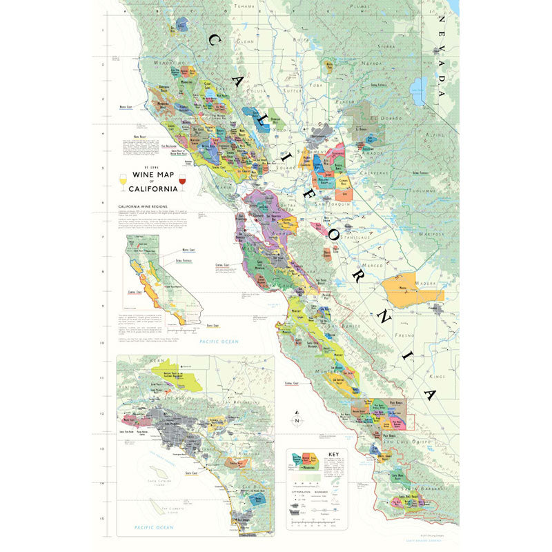 De Long’s Wine Map of California - Wine Regions, Wine Education/Wine ...