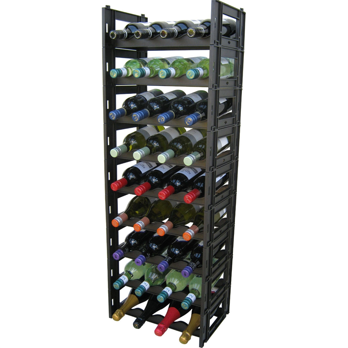 EziRak 36 Bottle Plastic Self-Assembly Wine Rack - Black, Wine Racks ...